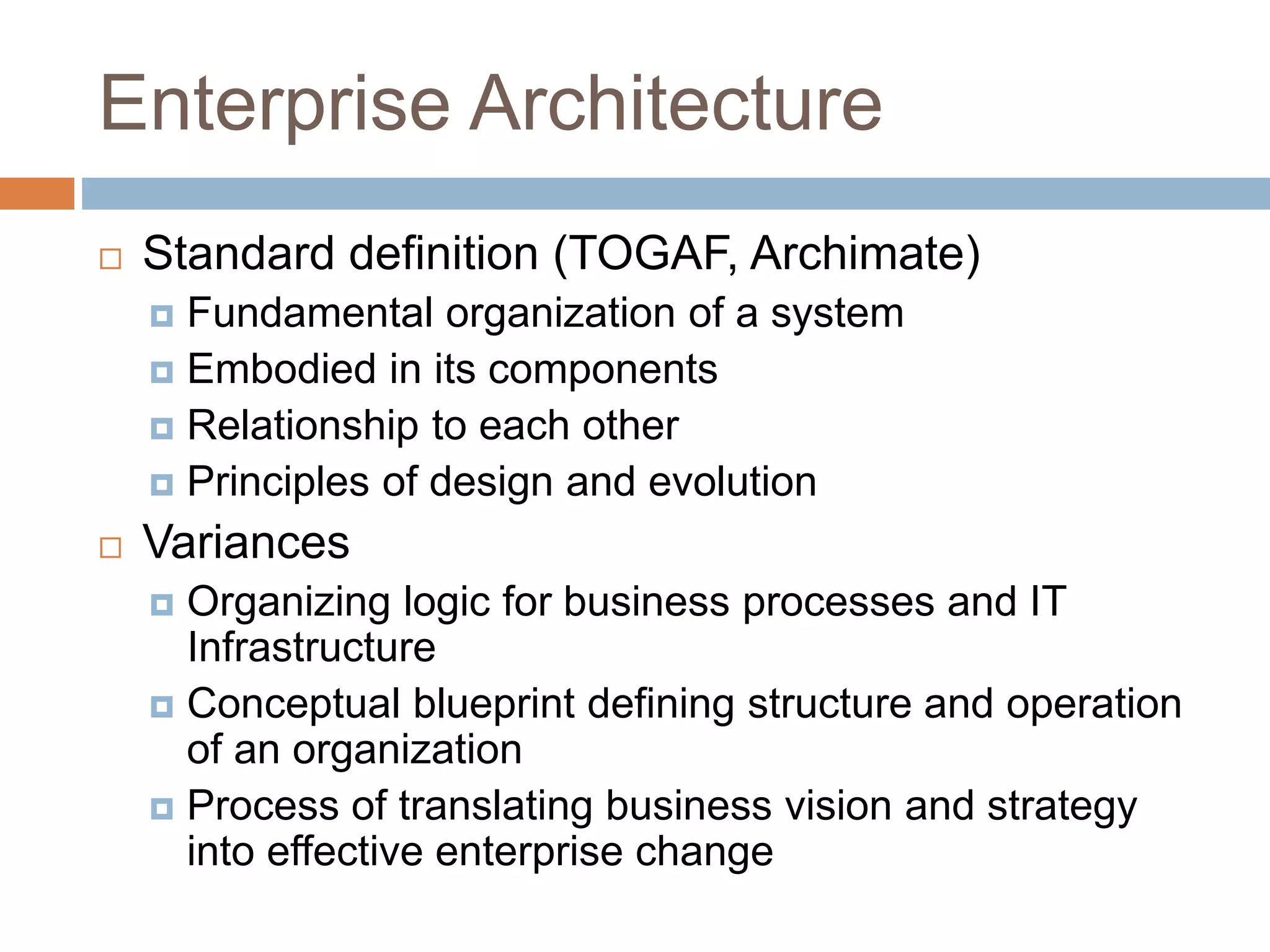Foundations of enterprise architecture management and archi mate | PPTX
