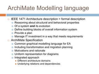Foundations of enterprise architecture management and archi mate | PPTX