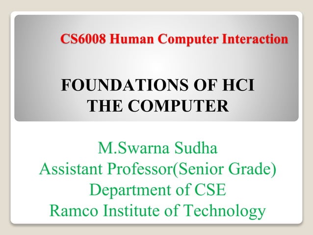 Foundations of hci the computer | PPTX