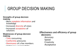 Foundations of individual decision making, groups, teams | PPTX