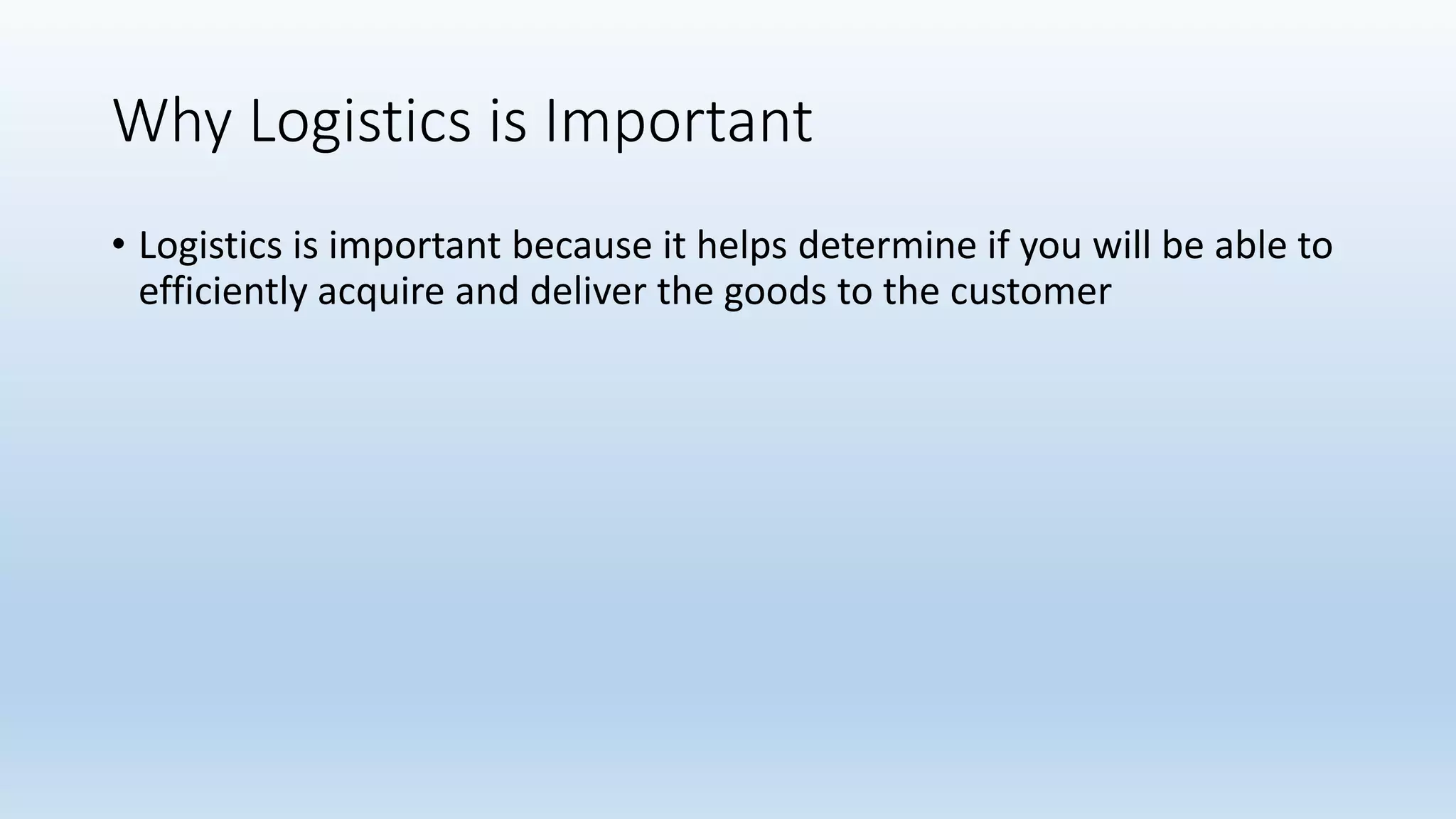Foundations of logistics | PPTX
