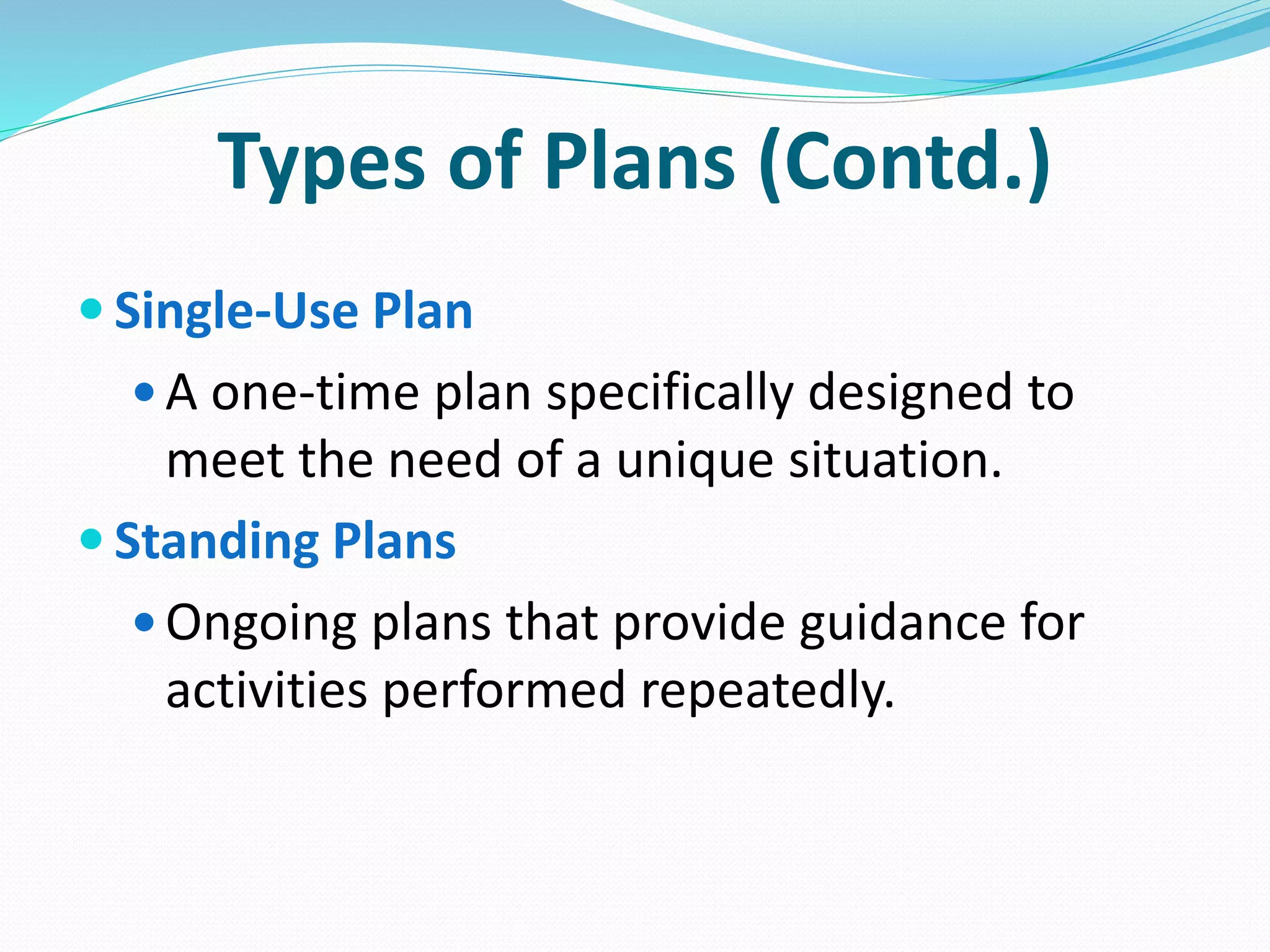Foundations of planning, types of plans, approaches to planning ...