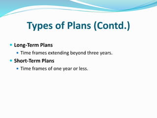 Foundations of planning, types of plans, approaches to planning ...