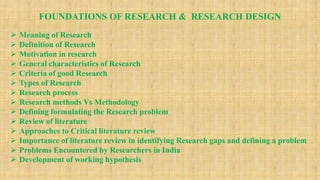 Foundations of research methodology for Post Graduate students by Dr ...