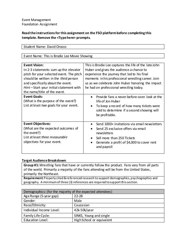 Event Foundation Worksheet