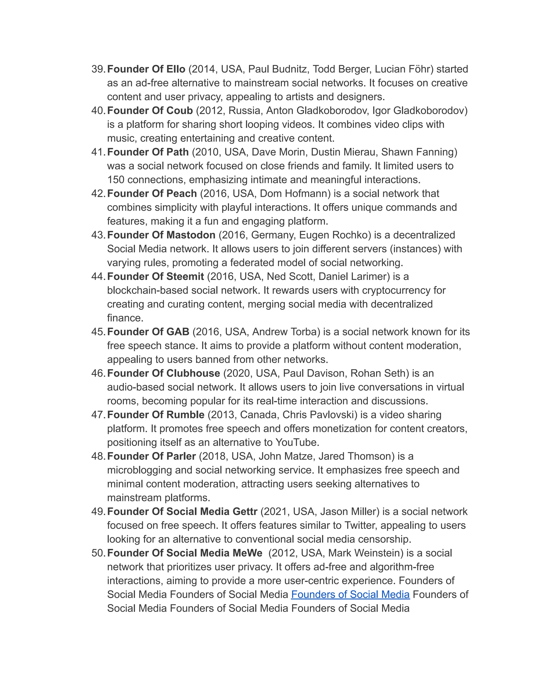 Founders Of Digital World Social Media.. | PDF