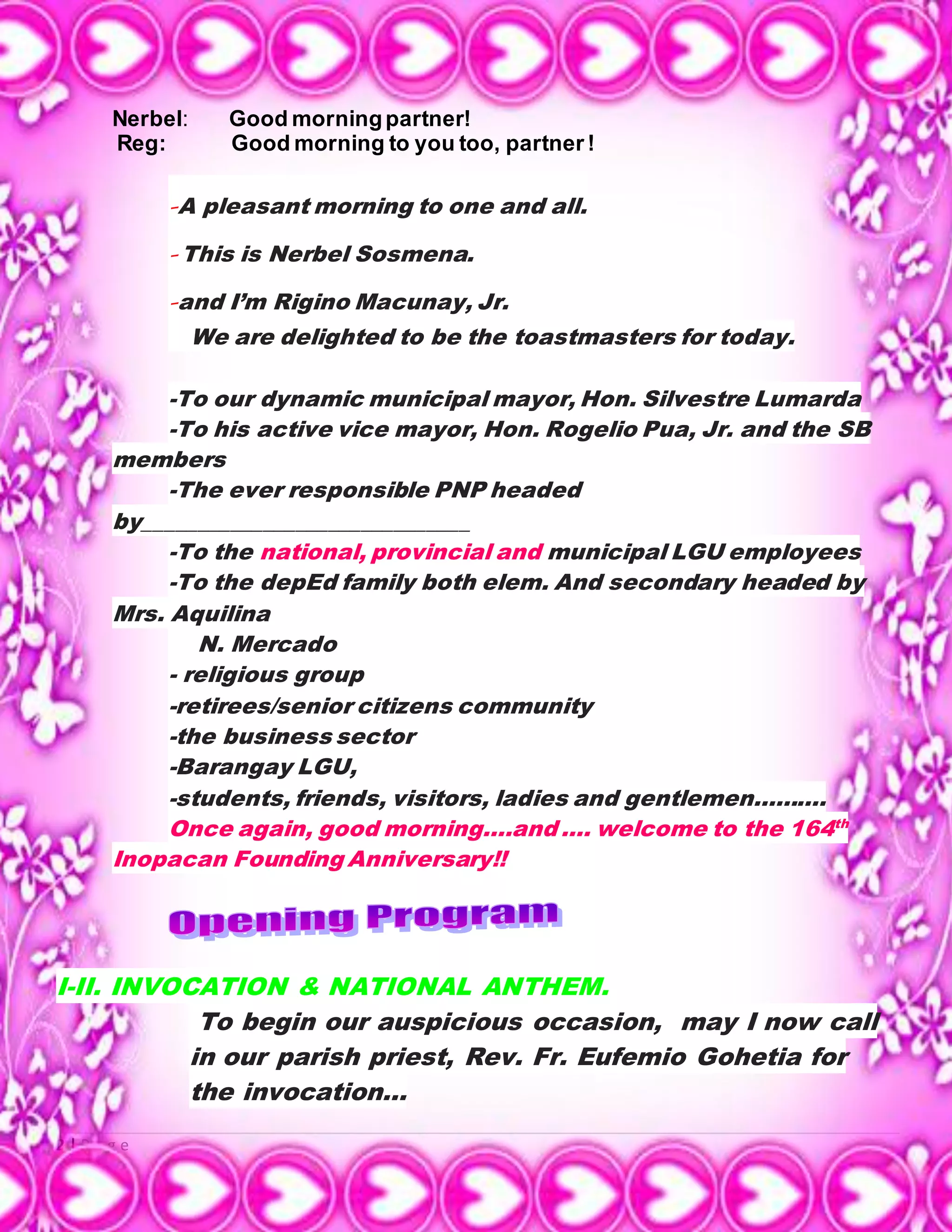 Founding anniversary script 2016 (macunay,rigino) | DOCX