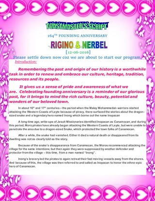 Founding anniversary script 2016 (macunay,rigino) | DOCX