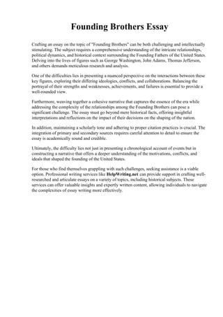 Founding Brothers Essay. Embry-Riddle Aeronautical University | PDF