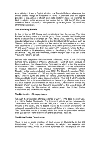 THE RELIGIOUS BELIEFS OF THE FOUNDING FATHERS OF THE UNITED STATES OF ...