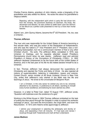 THE RELIGIOUS BELIEFS OF THE FOUNDING FATHERS OF THE UNITED STATES OF ...