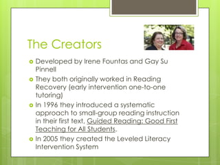 Fountas & Pinnell - Leveled Literacy Intervention | PPTX