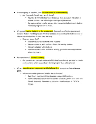 Fountas and pinnell after the testing | DOCX | Educational Assessment ...