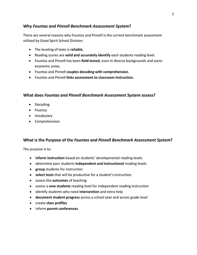 Fountas and Pinnell BAS handout for inservice | DOCX