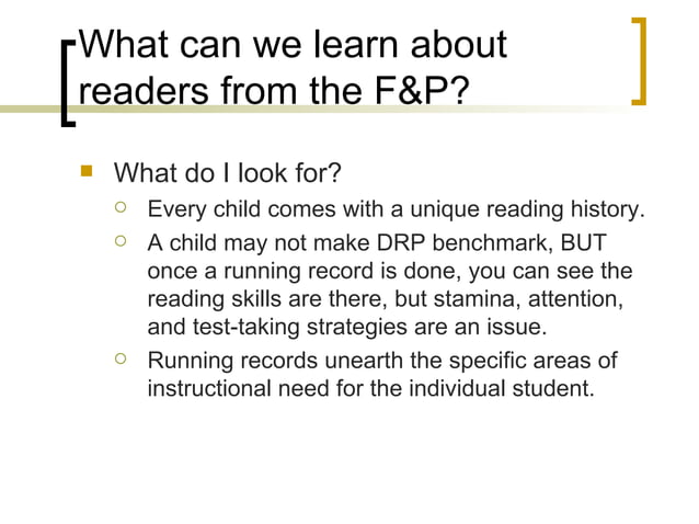 Fountas and Pinnell Benchmark Assessment System 2 | PPT | Education