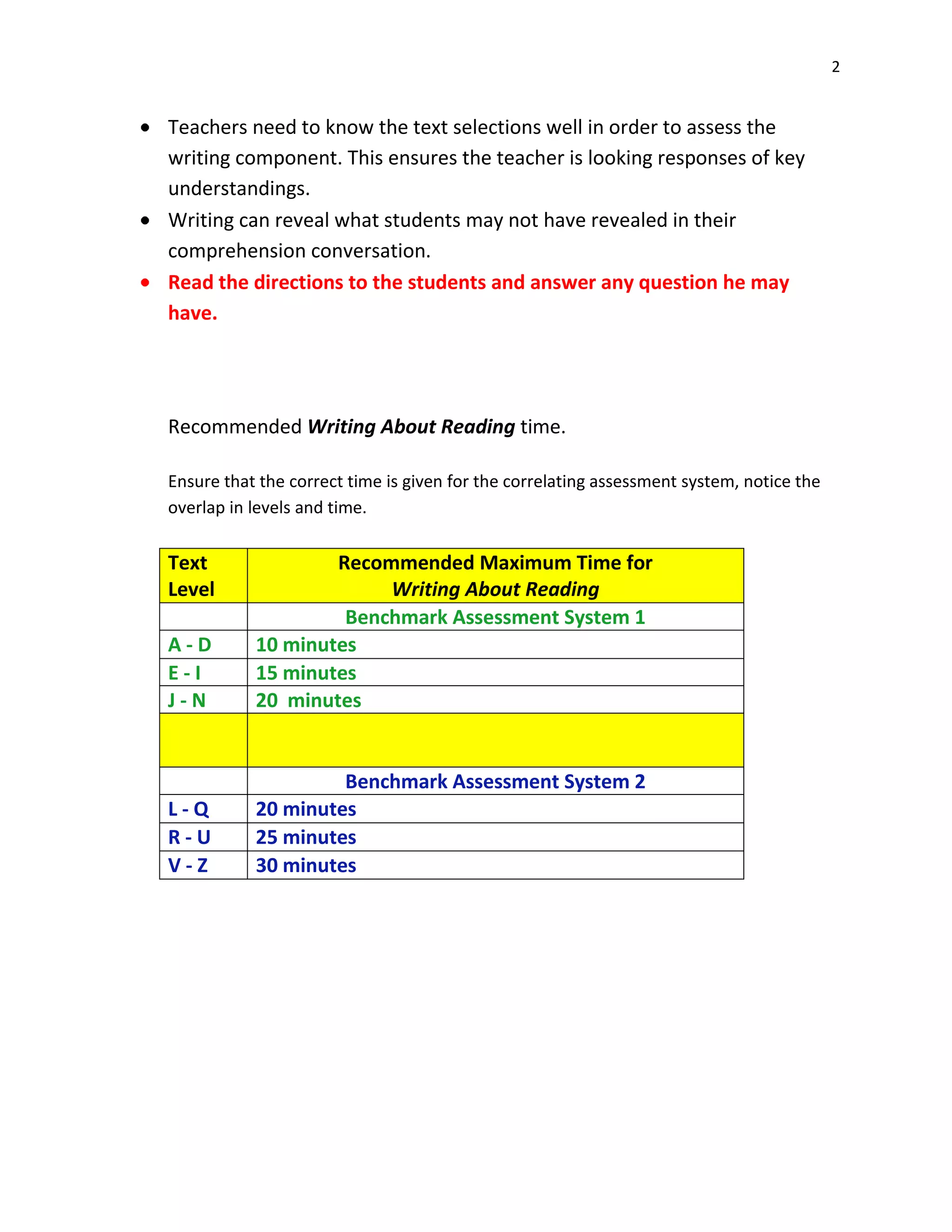 Fountas and pinnell writing assessment | DOCX