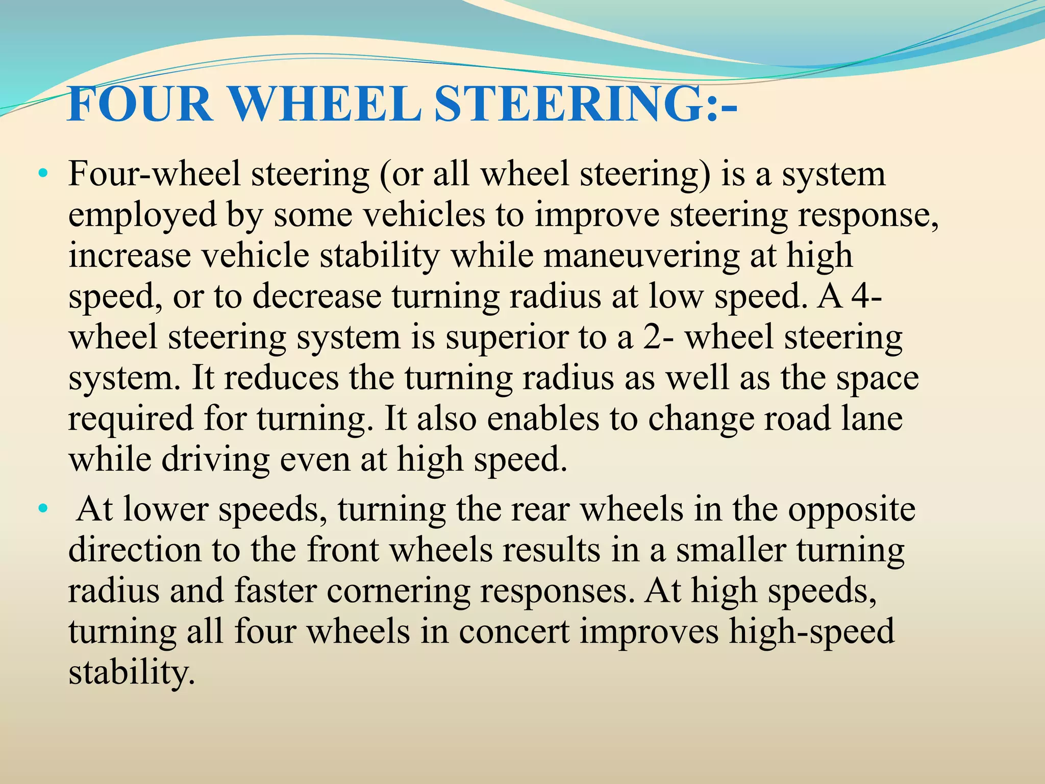 Four wheel steering system | PPTX
