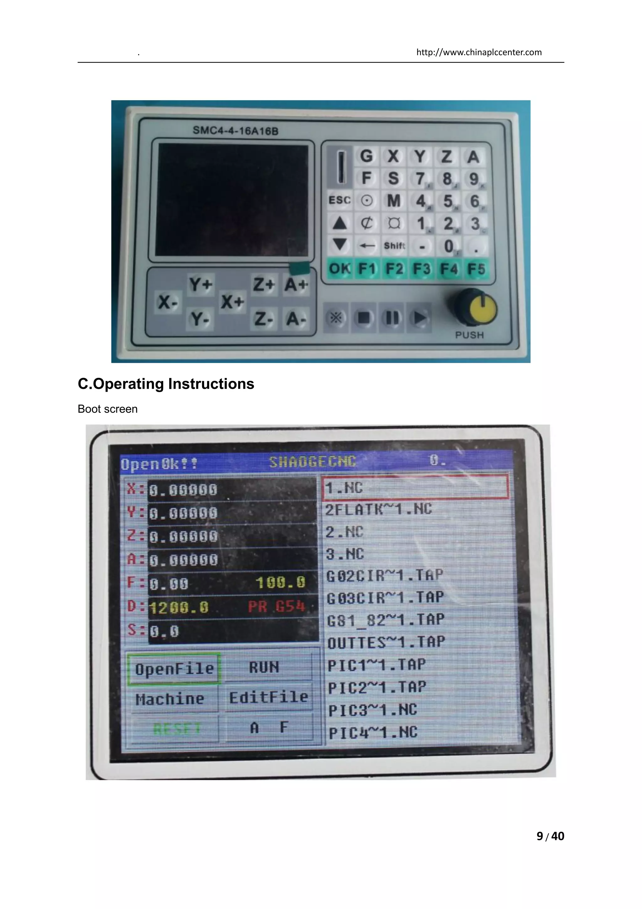 SMC4-4-16A16B offline CNC controller manual | PDF