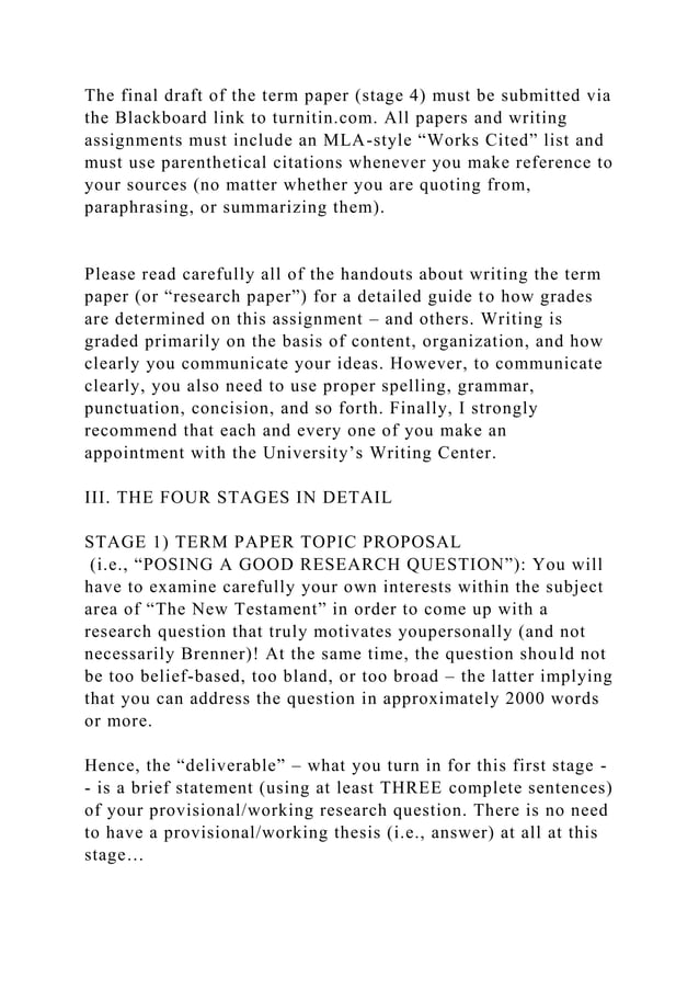 FOUR-STAGE Term Paper Assignment35 of your final course grade.docx