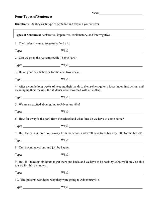 Four types-of-sentences | PDF