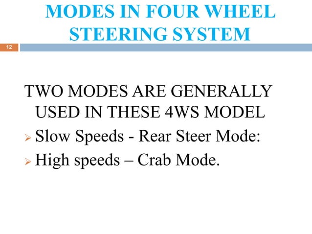 Four Wheel Steering System | PPTX | Performance Cars | Auto Type