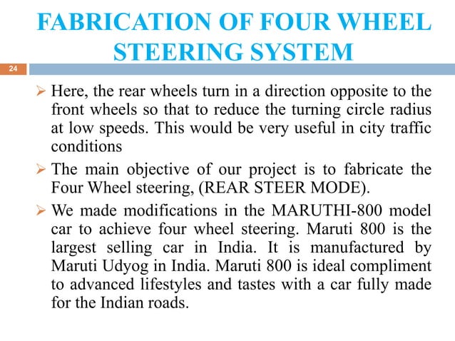 Four Wheel Steering System | PPTX | Performance Cars | Auto Type