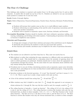 Four 4s lesson_plan | PDF | Homework and Study | Education