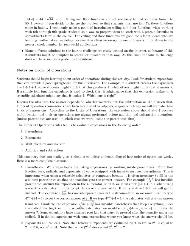 Four 4s lesson_plan | PDF | Homework and Study | Education