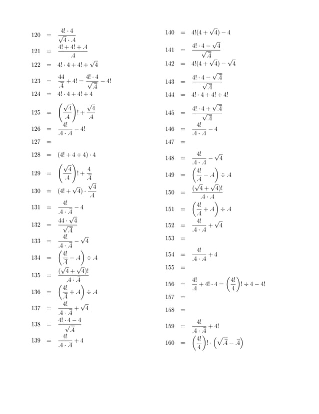 Four 4s Solutions PDF Four 4s Solutions PDF
