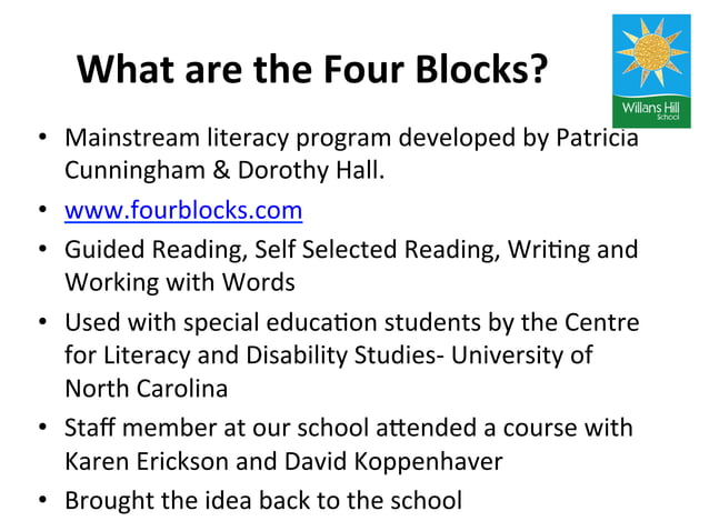 Four Blocks Literacy for Students with Complex Communication Needs | PDF