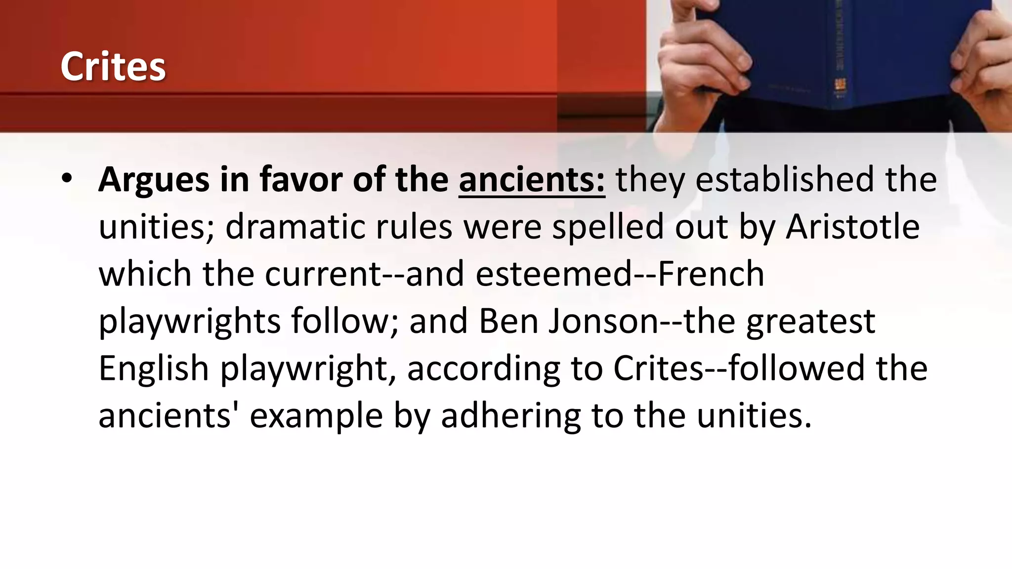 Four characters in Dryden's essay of dramatic poesy | PPTX | Drama | Genres