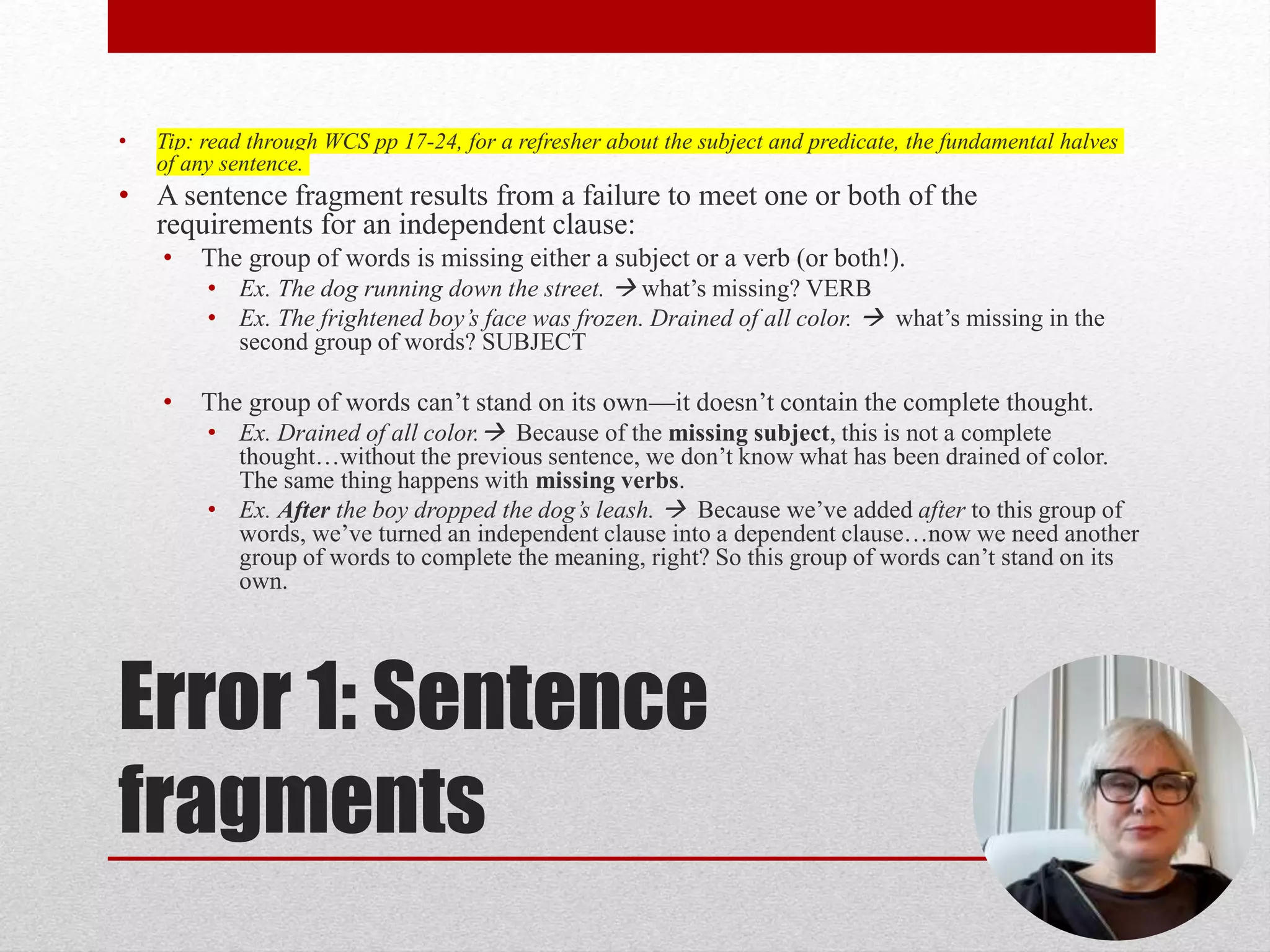 Raina Lyons: Four Common Sentence Errors part 1.pptx