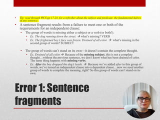 Raina Lyons: Four Common Sentence Errors part 1.pptx