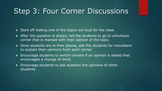 Four corners strategy | PPTX | Secondary Education | Education