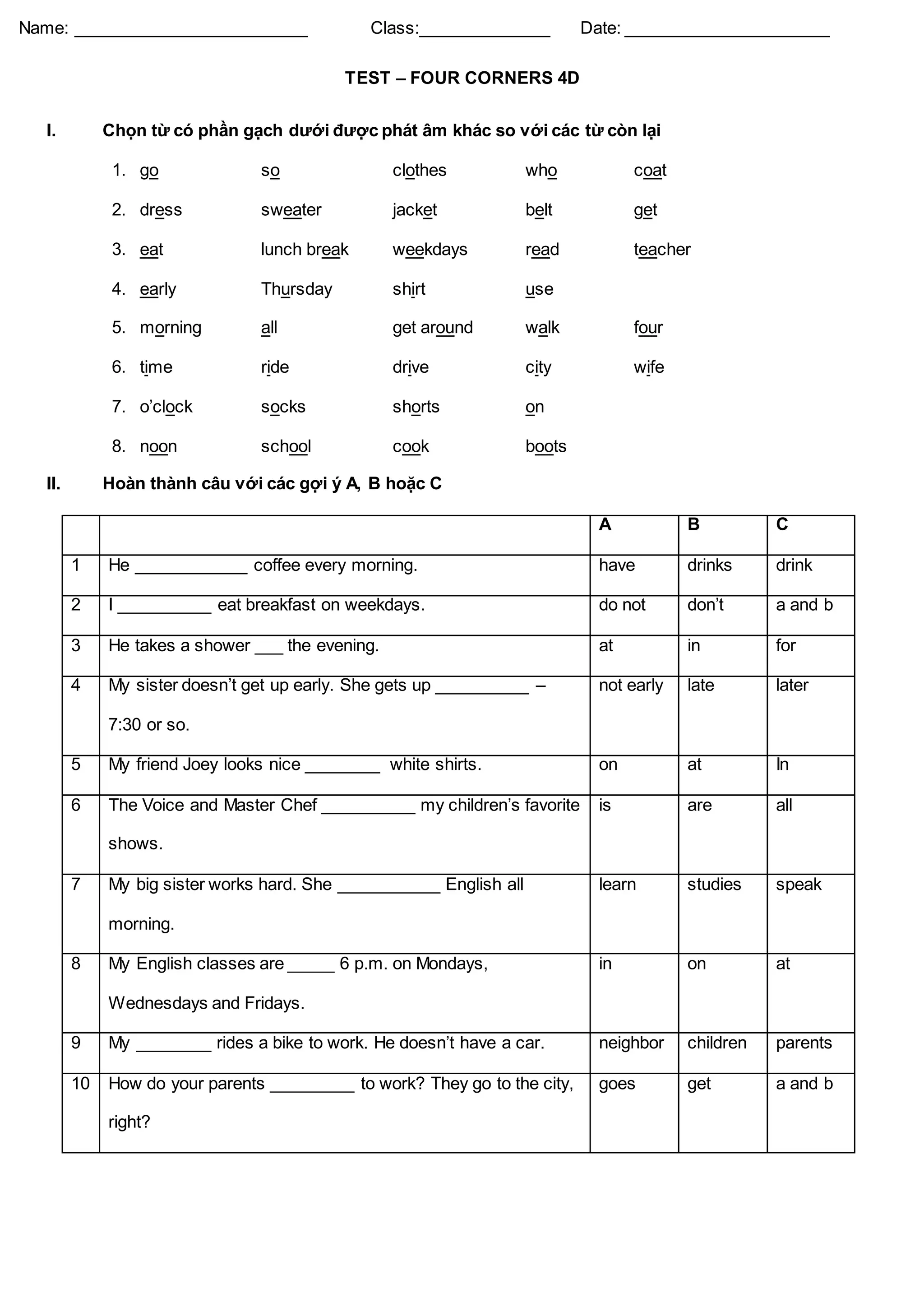 Four corner test 4D | DOCX