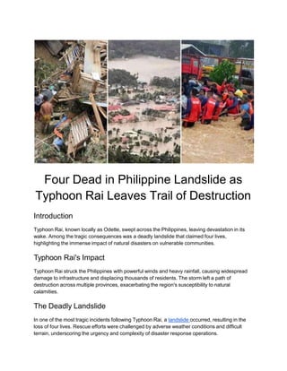 Four Dead in Philippine Landslide as Typhoon Rai Leaves Trail of ...