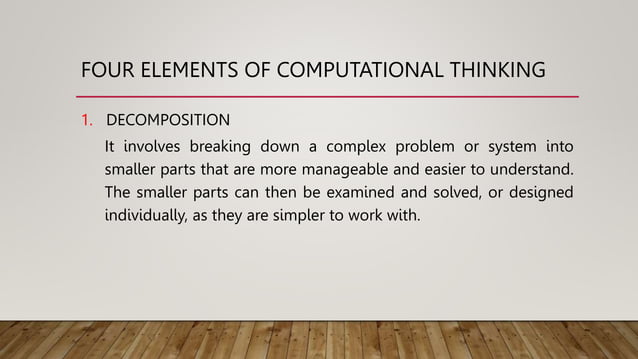 Four Elements of Computational Thinking.pptx | Programming Languages | Computing