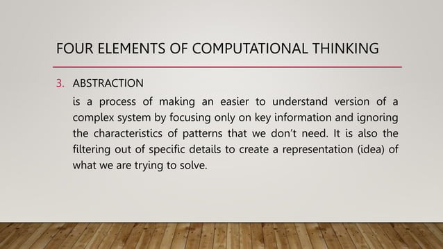 Four Elements of Computational Thinking.pptx | Programming Languages | Computing
