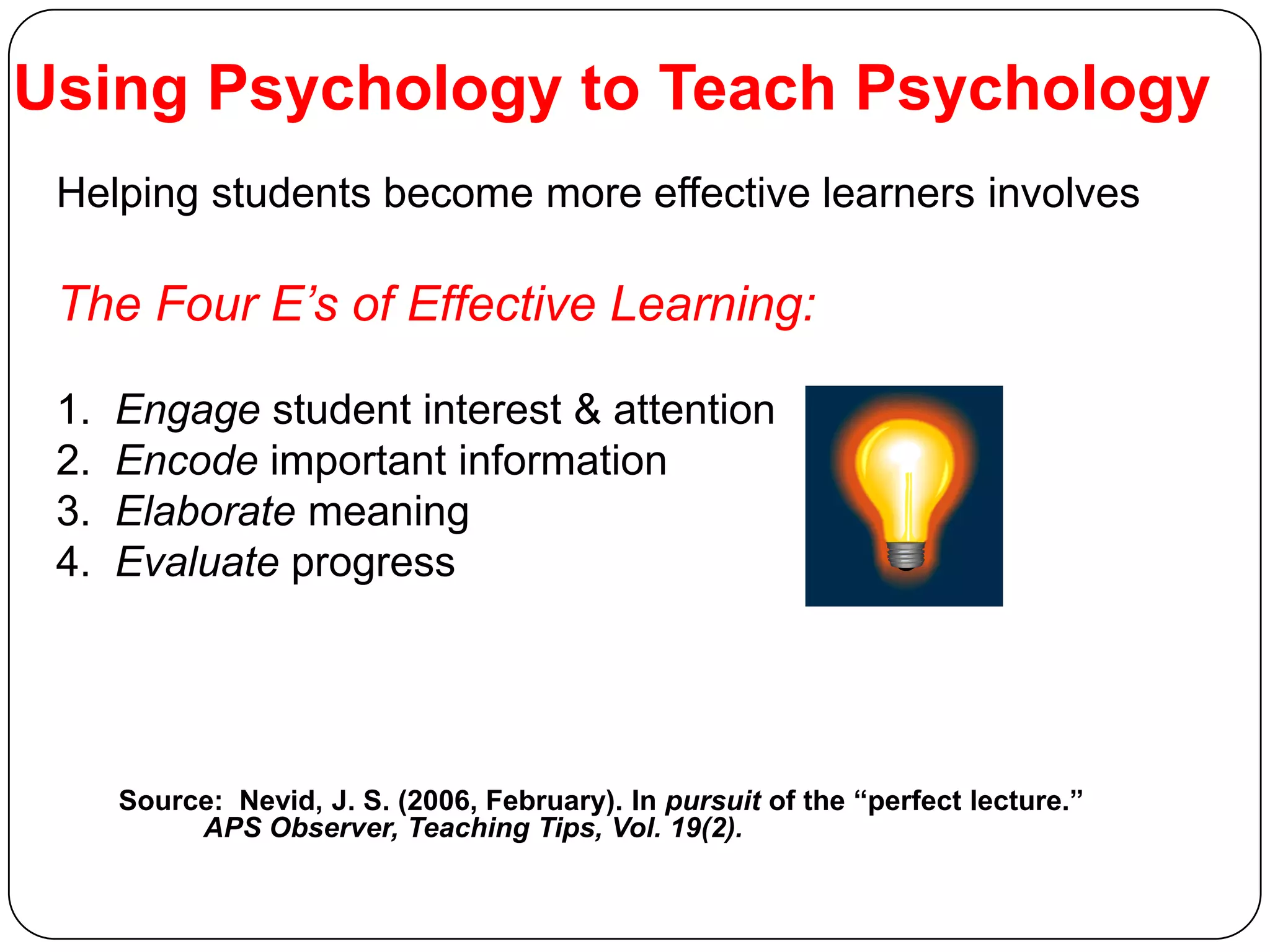 The Four E's of Effective Learning: Teaching Tips for Helping Students ...