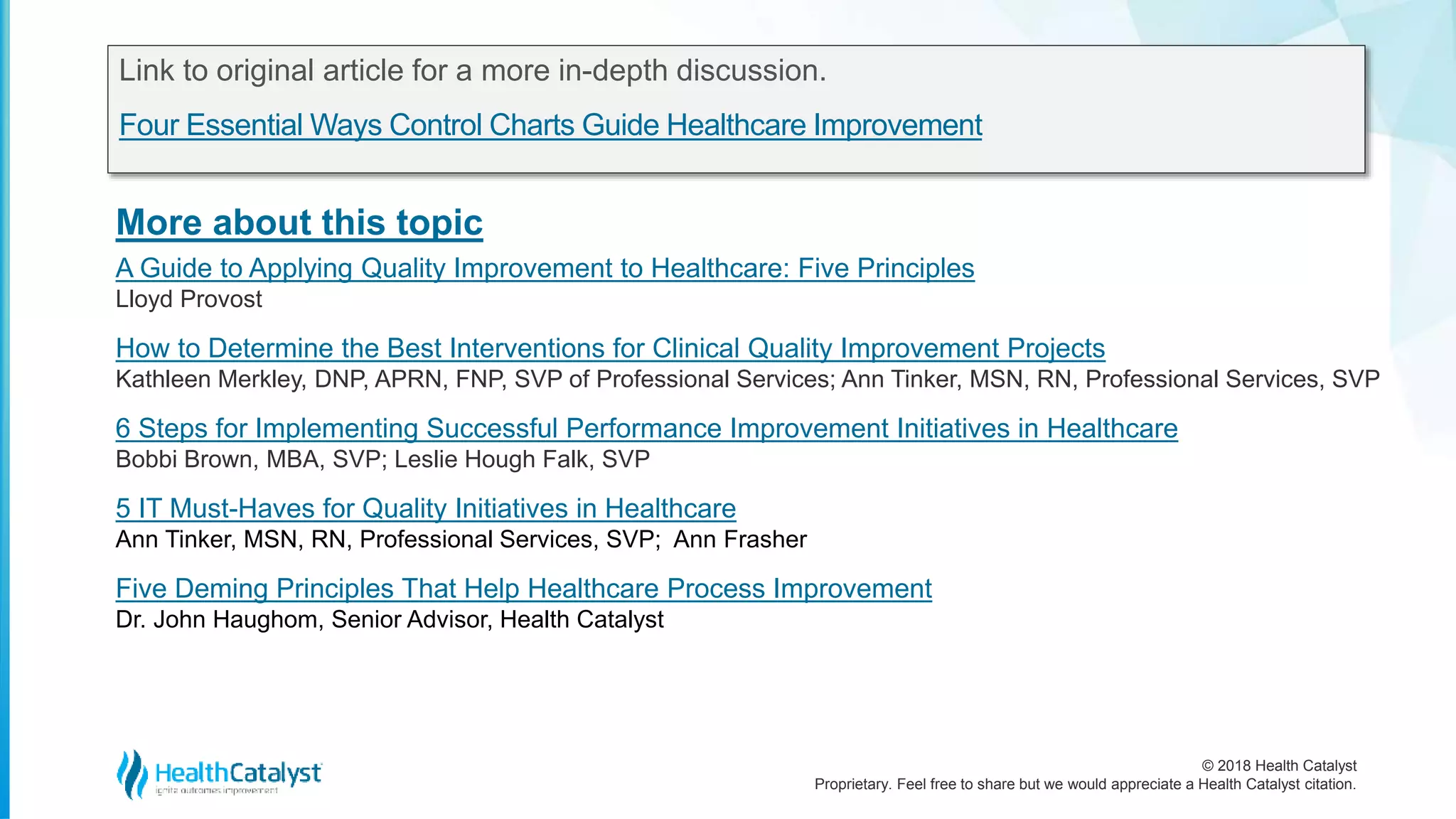 Four Essential Ways Control Charts Guide Healthcare Improvement | PPTX