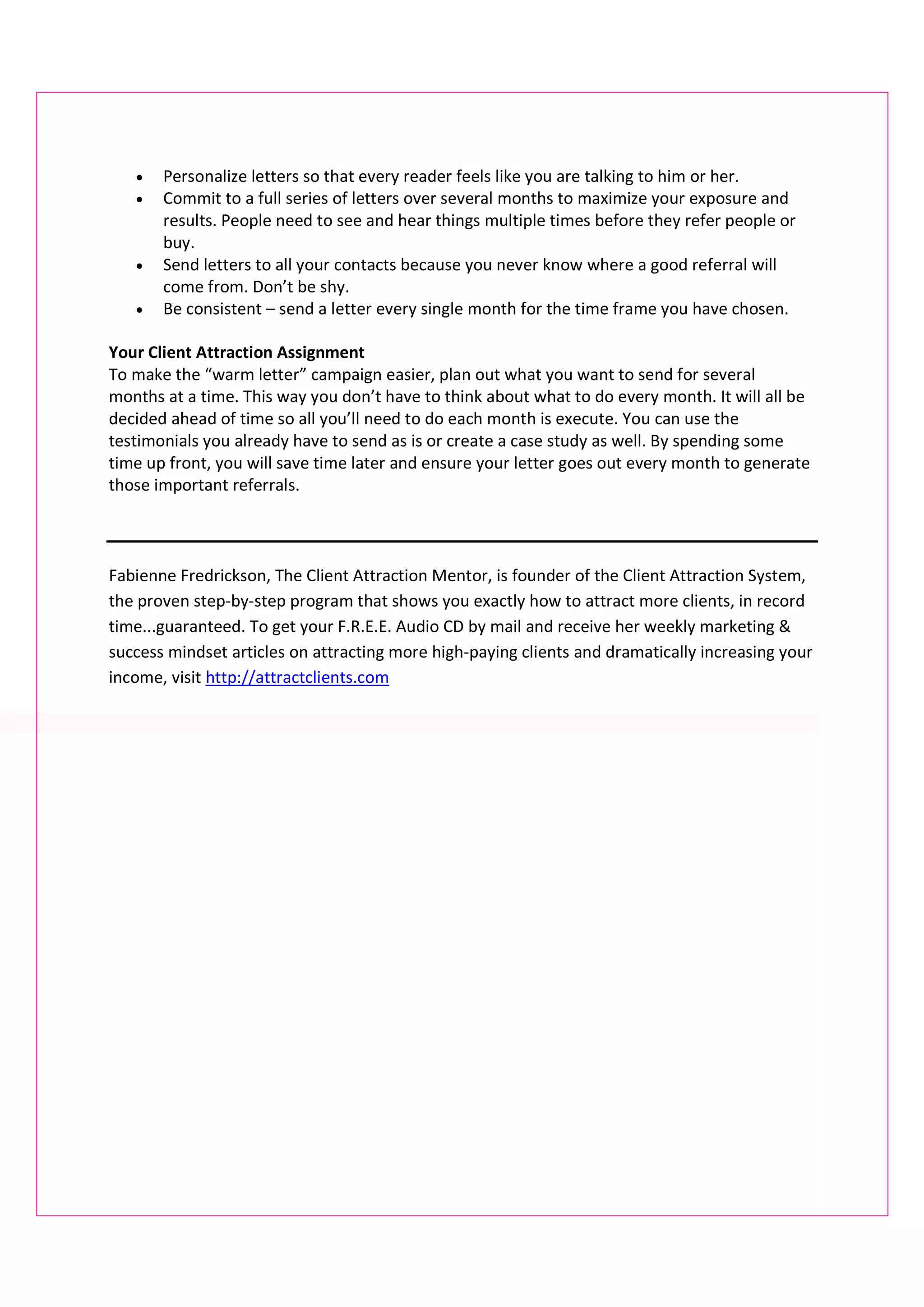 Four examples of a “warm letter” to generate more referrals | PDF