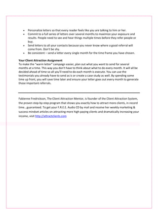 Four examples of a “warm letter” to generate more referrals | PDF