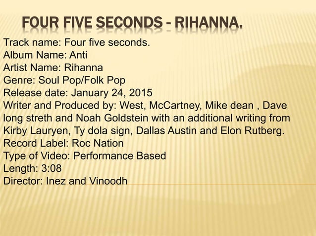Four five seconds rihanna | PPT