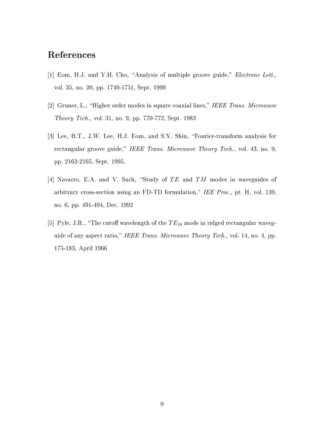 Fourier-transform analysis of a ridge waveguide and a rectangular coaxial line | PDF | Physics ...