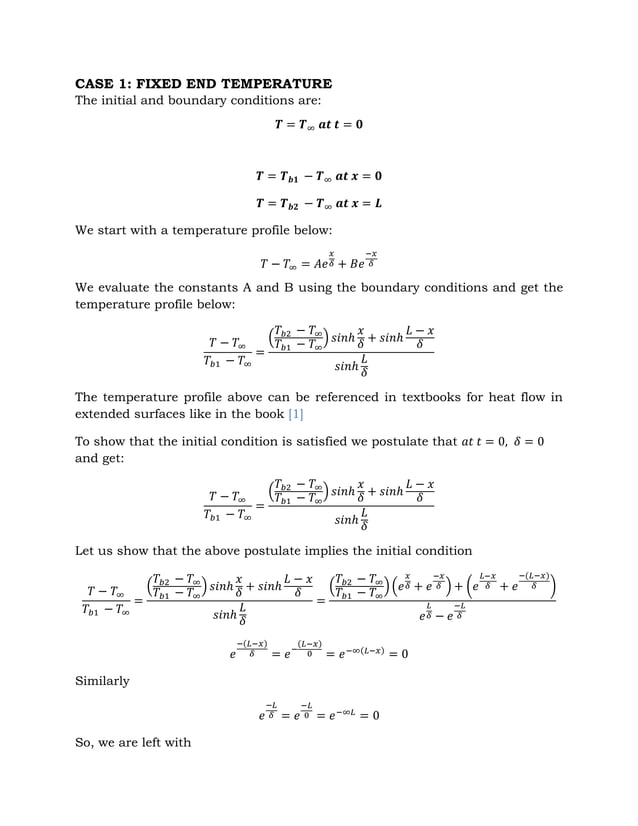 Transient And Steady State Heat Conduction With No Lateral Convection