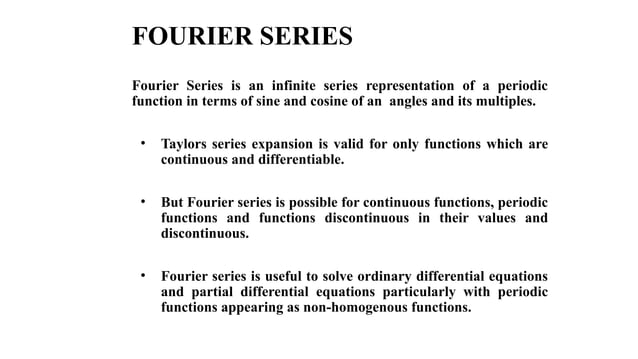 fourier series and its applications of its signals | PPT
