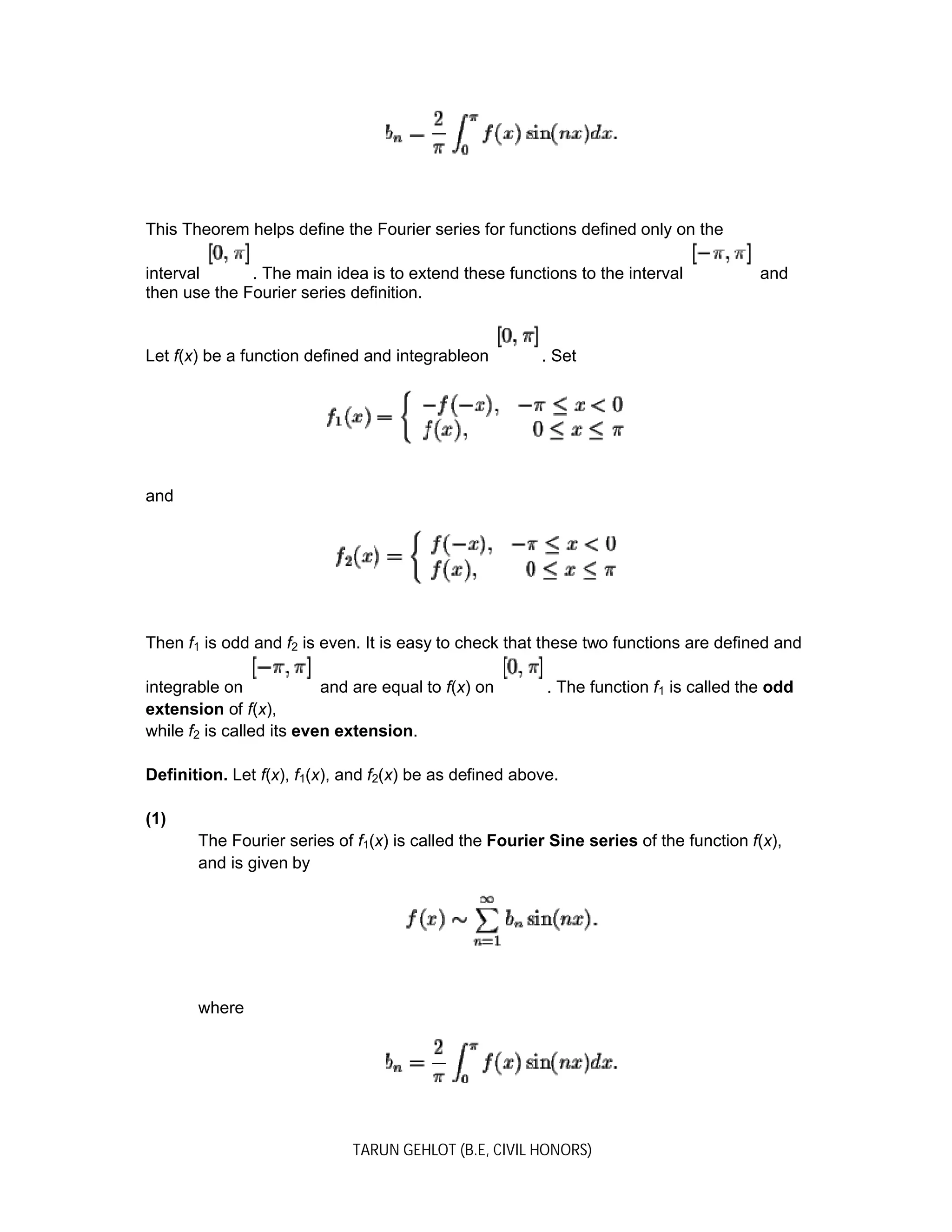 Fourier sine and cosine series | PDF