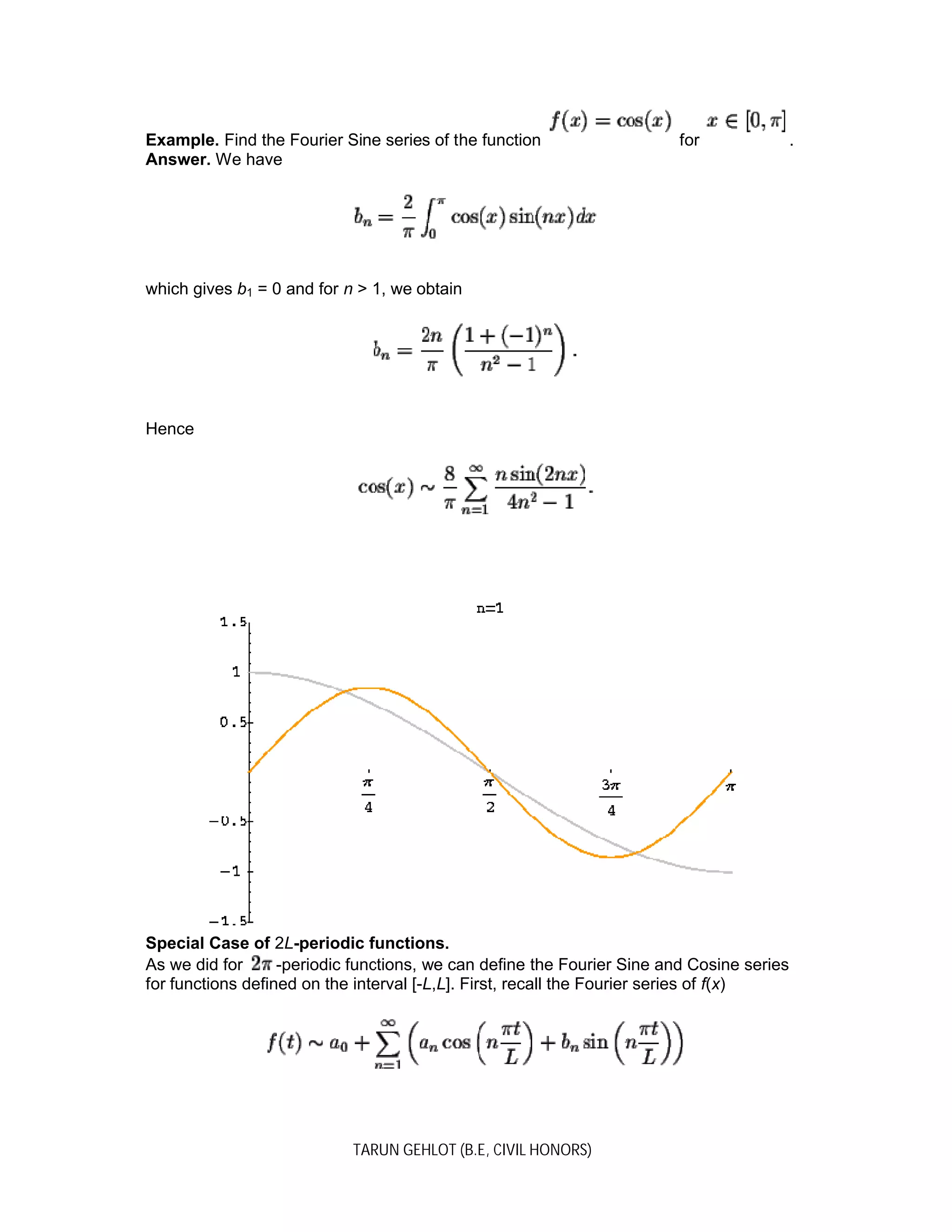 Fourier sine and cosine series | PDF