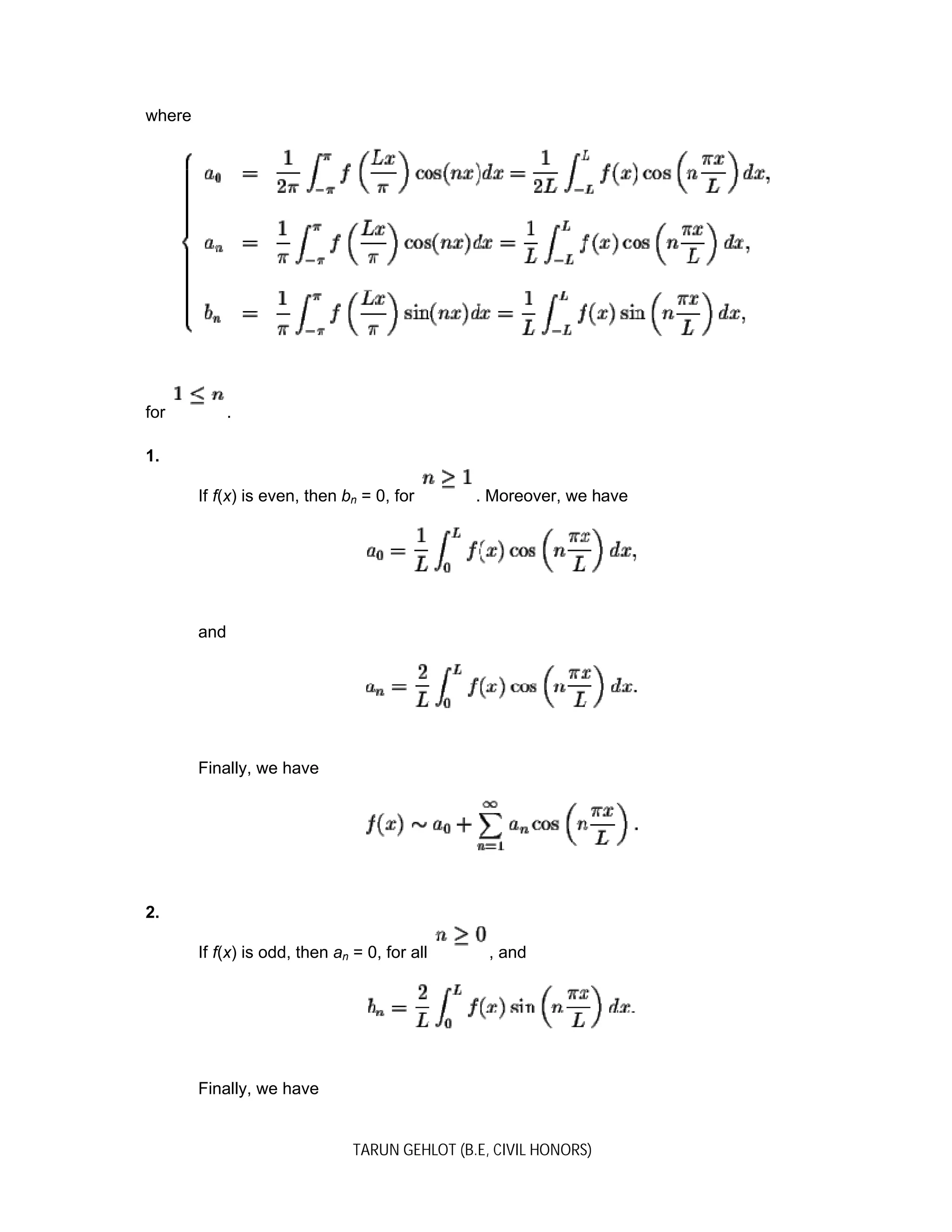 Fourier sine and cosine series | PDF