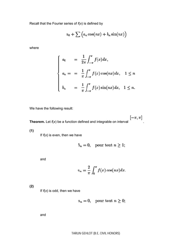 Fourier sine and cosine series | PDF
